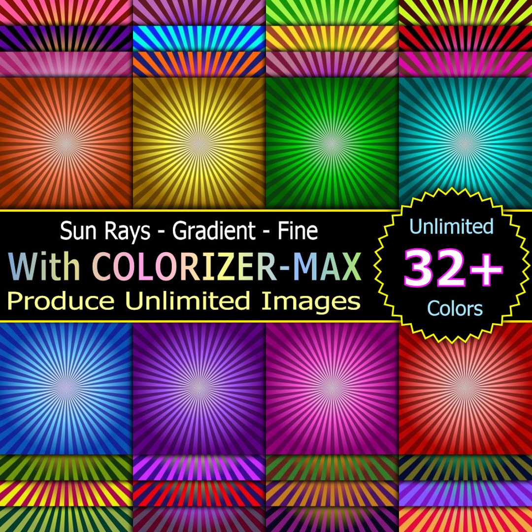 Sun Rays - Gradient - Fine, Starburst Digital Paper, Sun Ray Digital ...