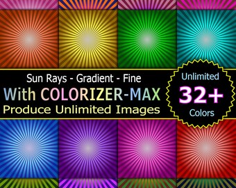Sun Rays - Colorful, Starburst Digital Paper, Sun Ray Digital Paper ...