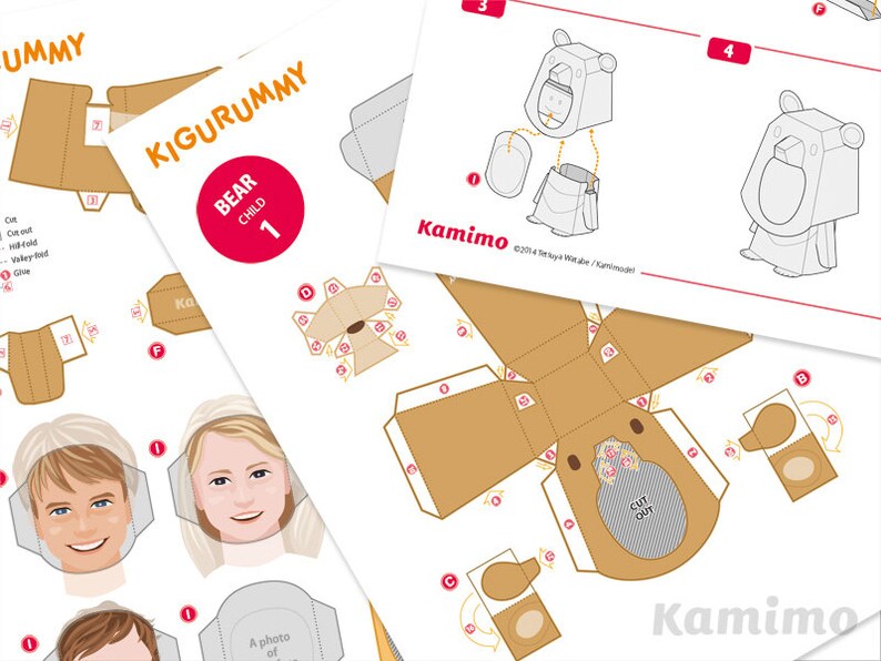 Printable Paper Craft PDF / KIGURUMMY - Bear Family (standard Color) - Etsy