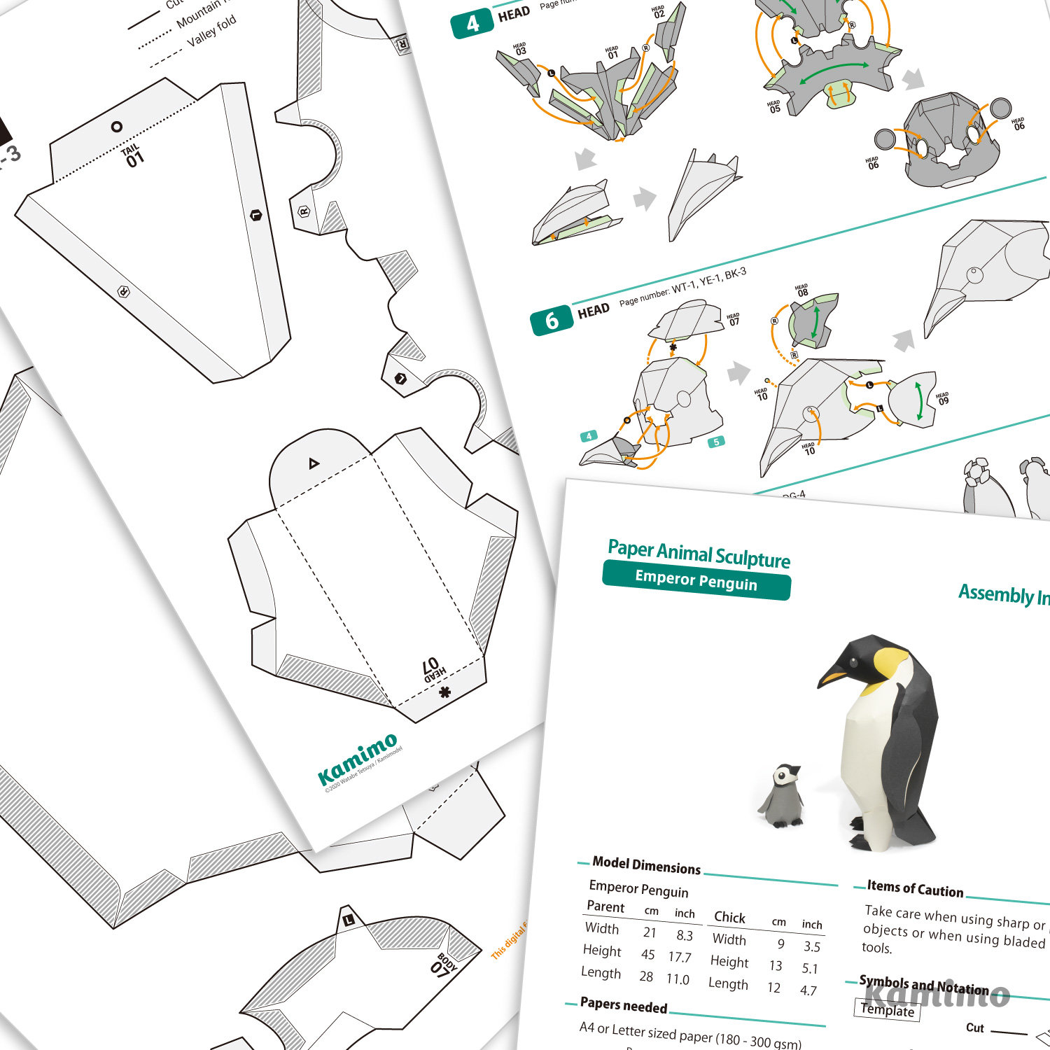 Emperor Penguin Parent and Chick 3D Papercraft, Paper Sculpture, DIY ...