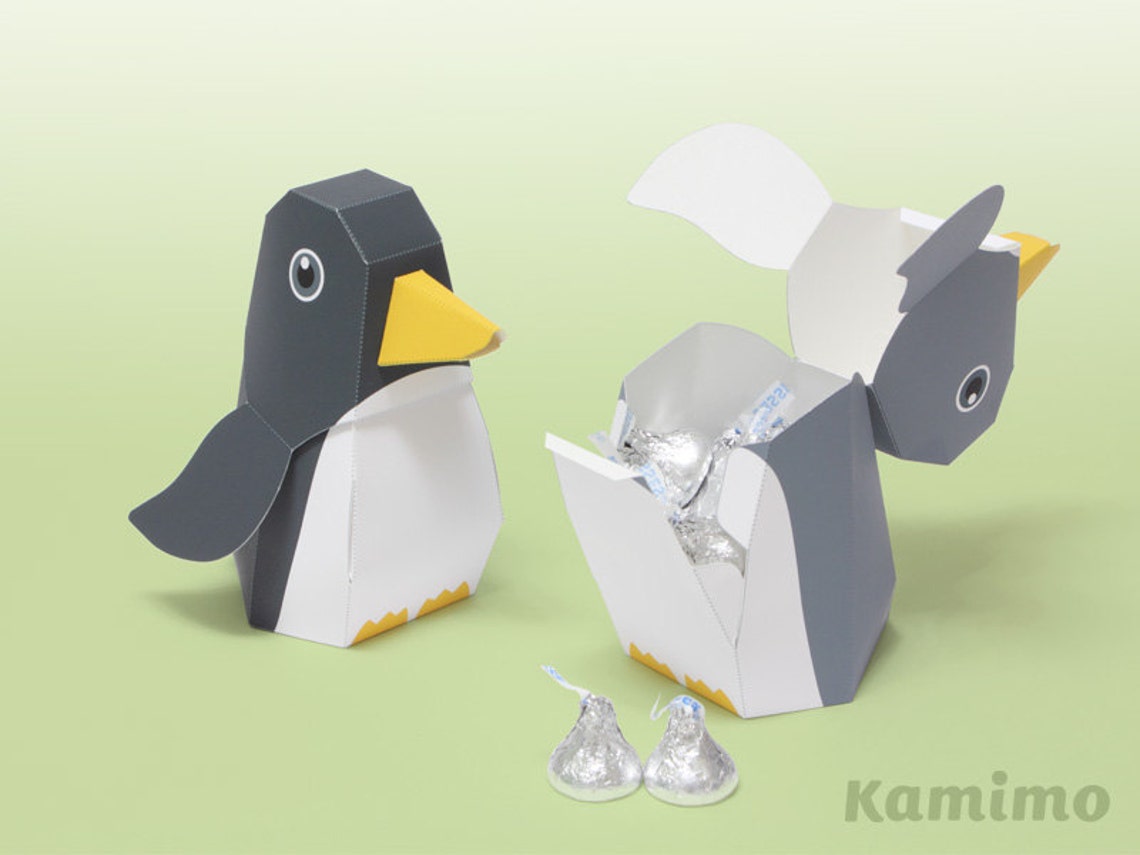 Penguin - Favor Boxes, Gift Boxes / Printable Paper Craft PDF - Etsy