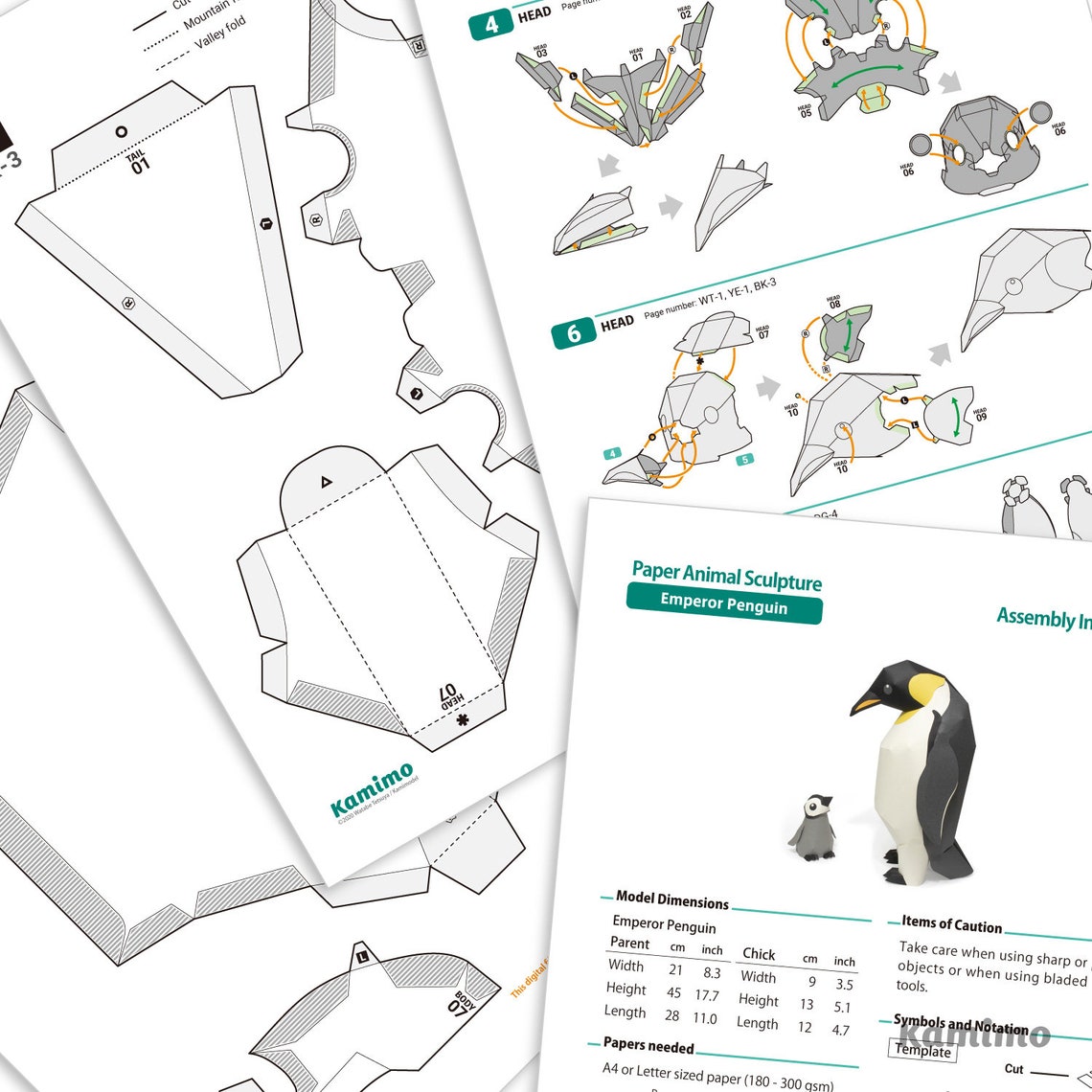 Emperor Penguin Wearing Santa Hat - 3D Papercraft, Paper Sculpture, DIY ...
