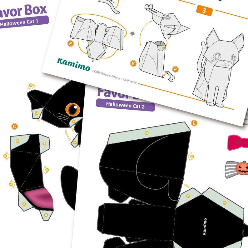 Halloween Cat - Black Cat Paper Craft, Favor Boxes, Gift Boxes, Spring ...