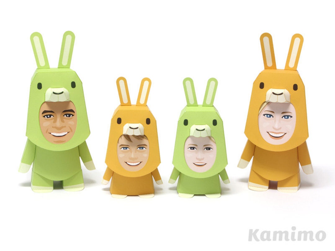 Printable Paper Craft PDF / KIGURUMMY - Rabbit Family (orange and Mint ...