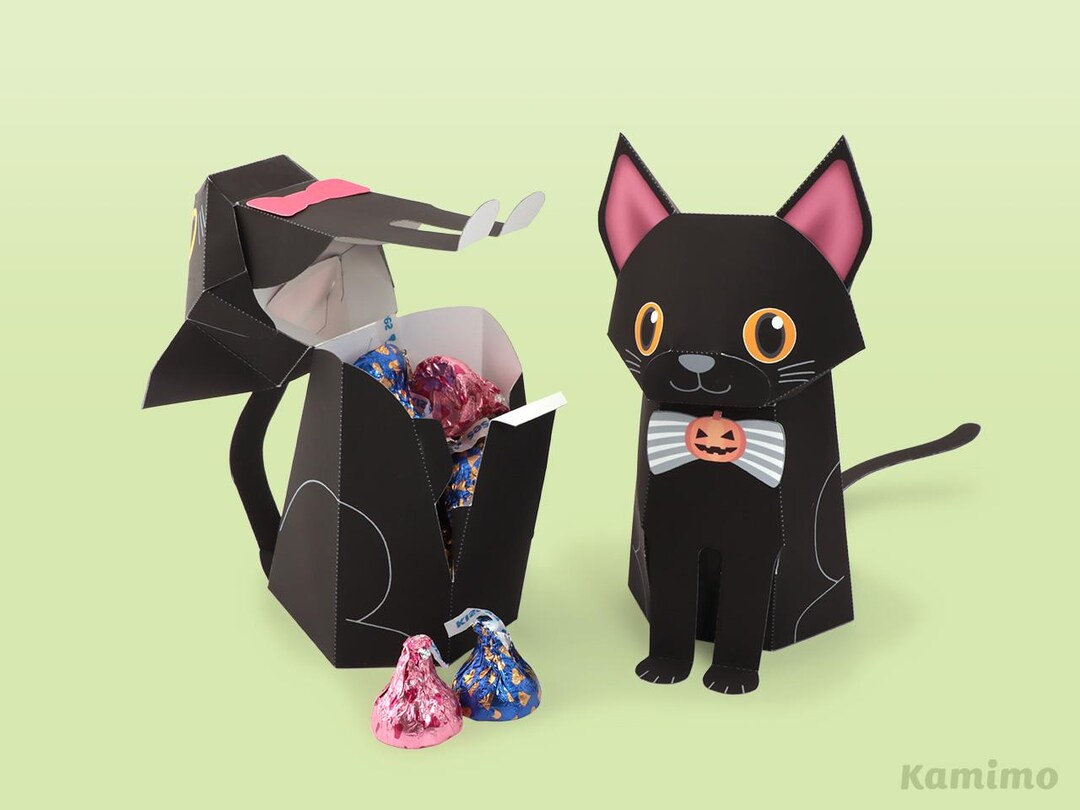 Halloween Cat - Black Cat Paper Craft, Favor Boxes, Gift Boxes, Spring ...