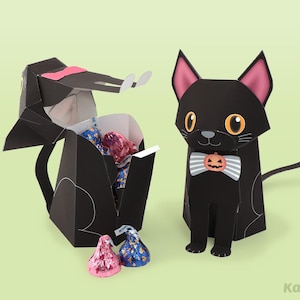 Halloween Cat - Black Cat Paper Craft, Favor Boxes, Gift Boxes, Spring ...