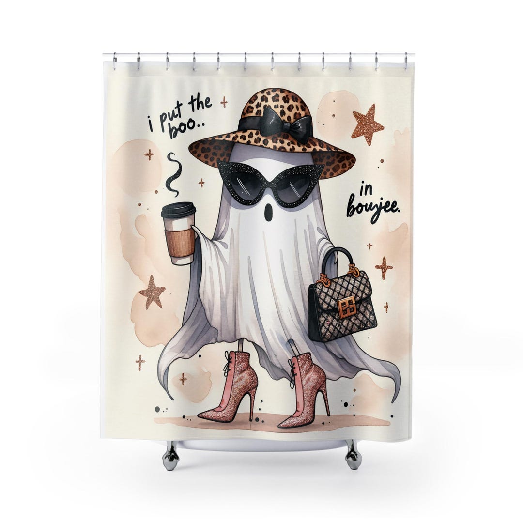 Boujee Ghost Shower Curtain: Stylish Halloween Bathroom Decor - Etsy