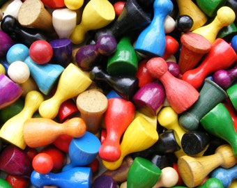 50 Vintage Pawns, Pawn Mix, Wooden and Plastic Board Game Pieces, Game ...