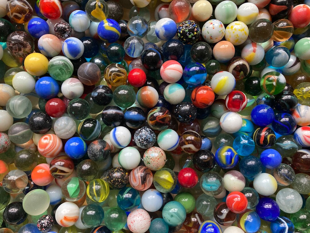 100 Vintage Marbles, Lot of Glass Marbles in Different Colors, Shooters ...
