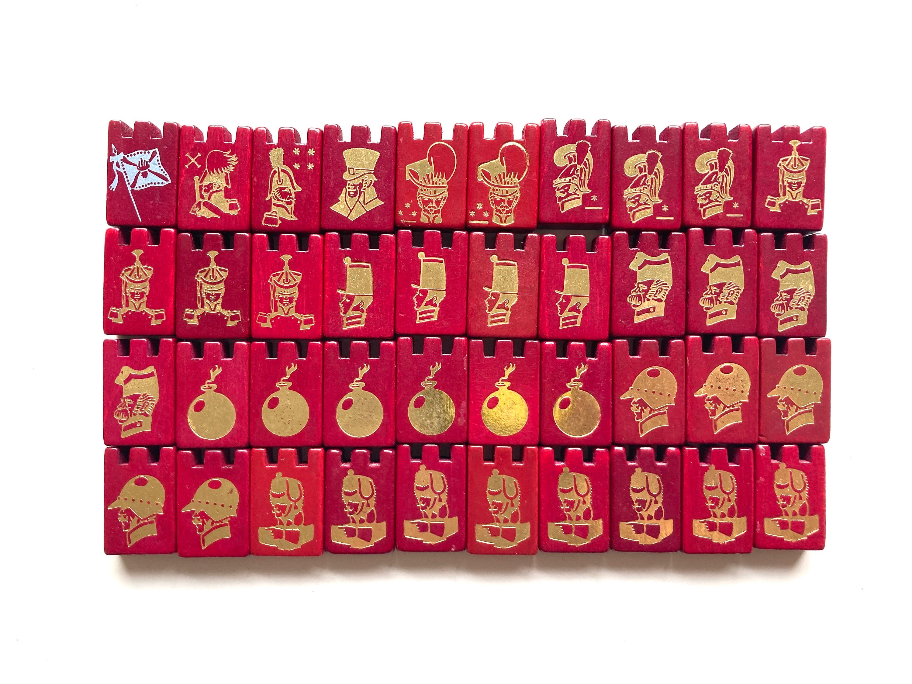 80 Vintage Wooden Stratego Tiles, Complete Stratego Set, Game Pieces ...