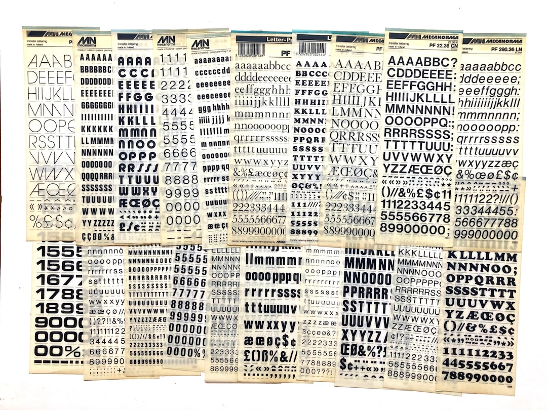 20 Dry Transfer Letter Sheets, Mecanorma Instant Lettering, Letter Font ...