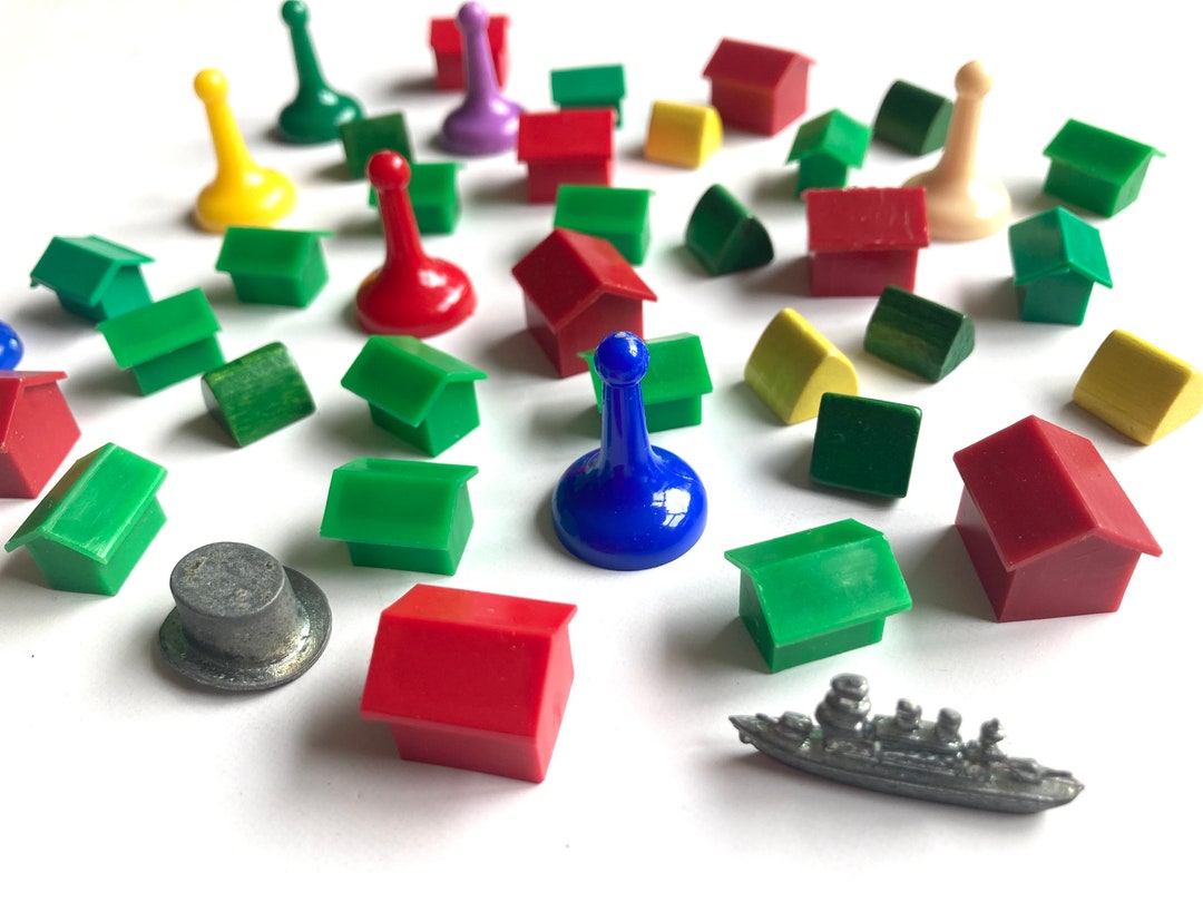 40 Wooden Monopoly Pieces, Vintage Replacement Game Pieces, Hotels and ...