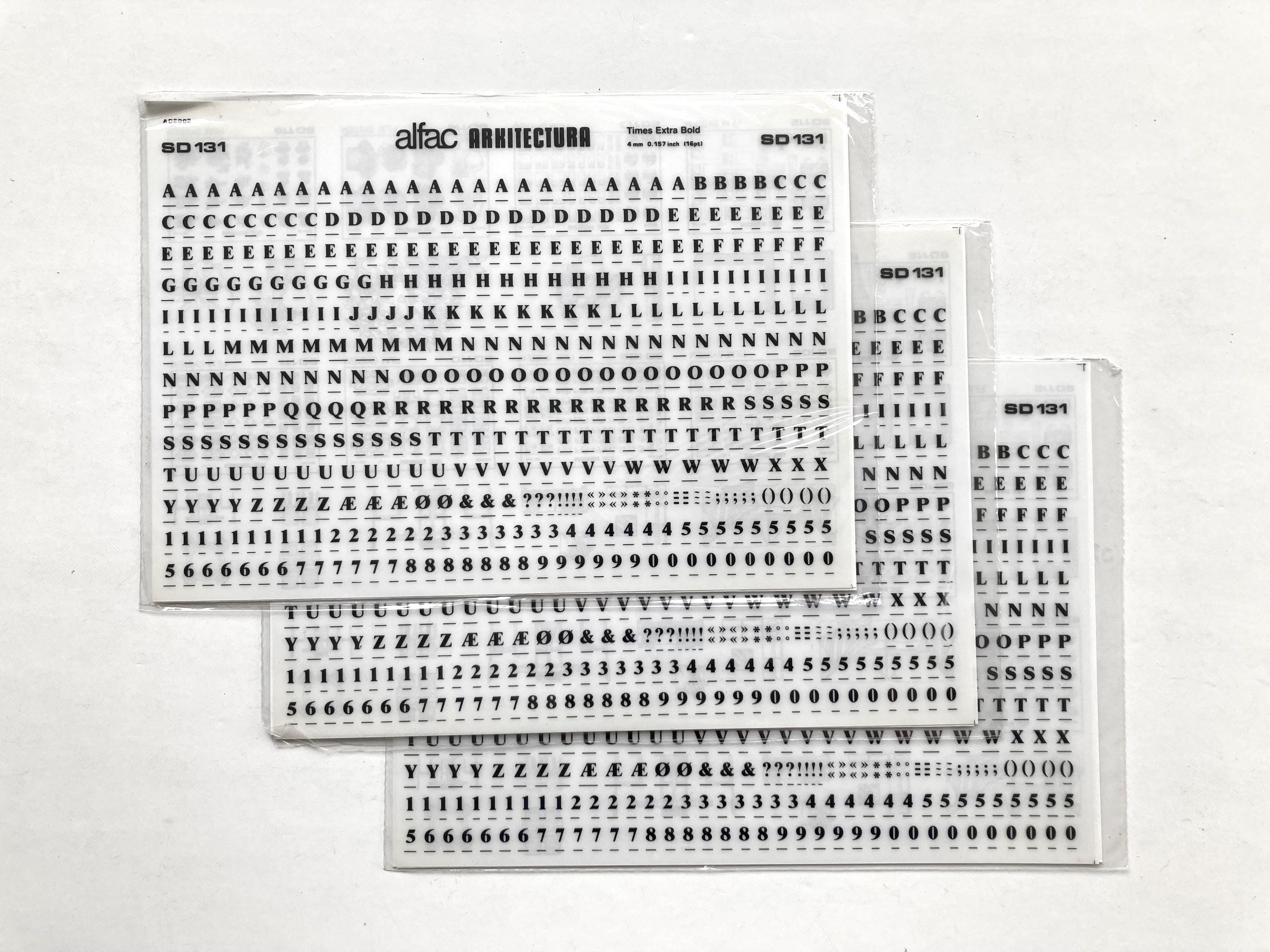 3 Dry Transfer Letter Sheets, Alfac Instant Lettering, Font Times Extra ...