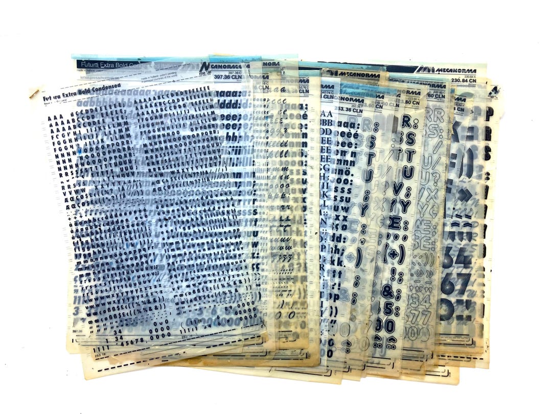 25 Dry Transfer Sheets, Mecanorma Letter and Number Rub On, Letratone ...