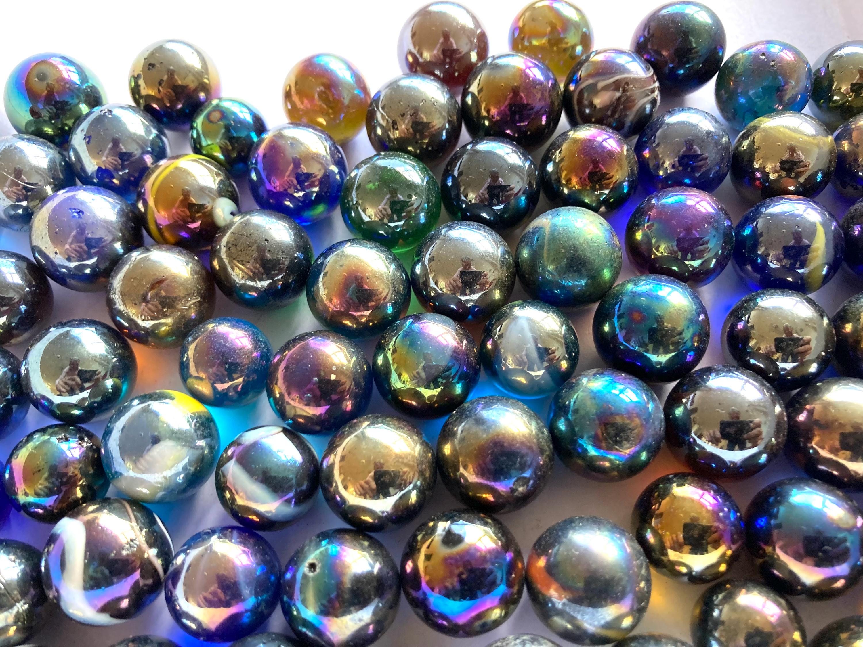 50 Vintage Iridescent Metallic Marbles, Including Milky Way Marbles ...