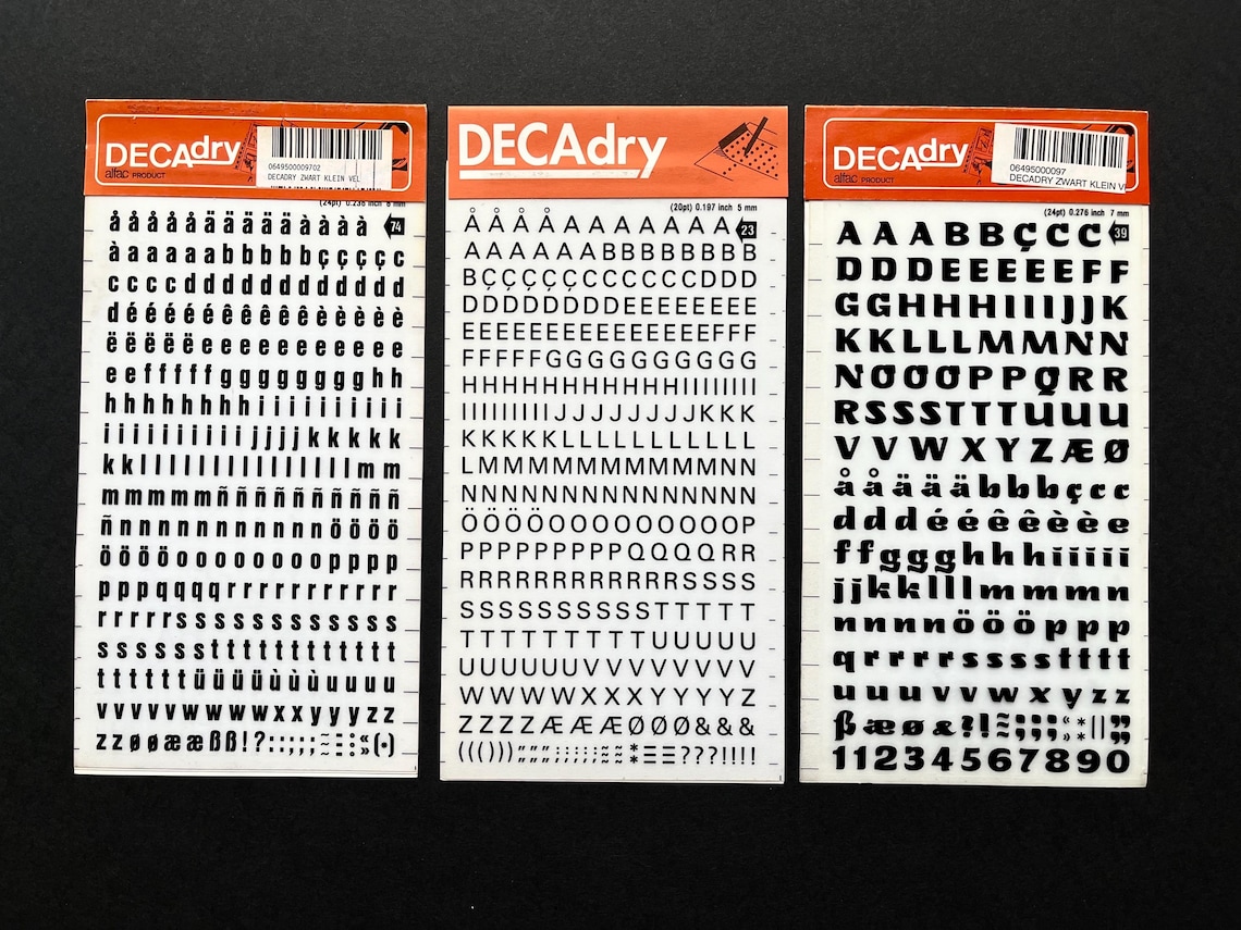 10 Rub on Letter Sheets, Dry Transfer Lettering, Decadry Decal Sheets ...