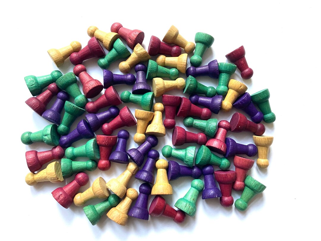 68 Vintage Pawns, Colored Pawns, Wooden Board Game Pieces, Wooden Game ...