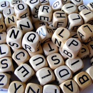 25 Vintage Letter Dice, Wooden Dice With Black Letters, Boggle Replacement Game Pieces - Etsy