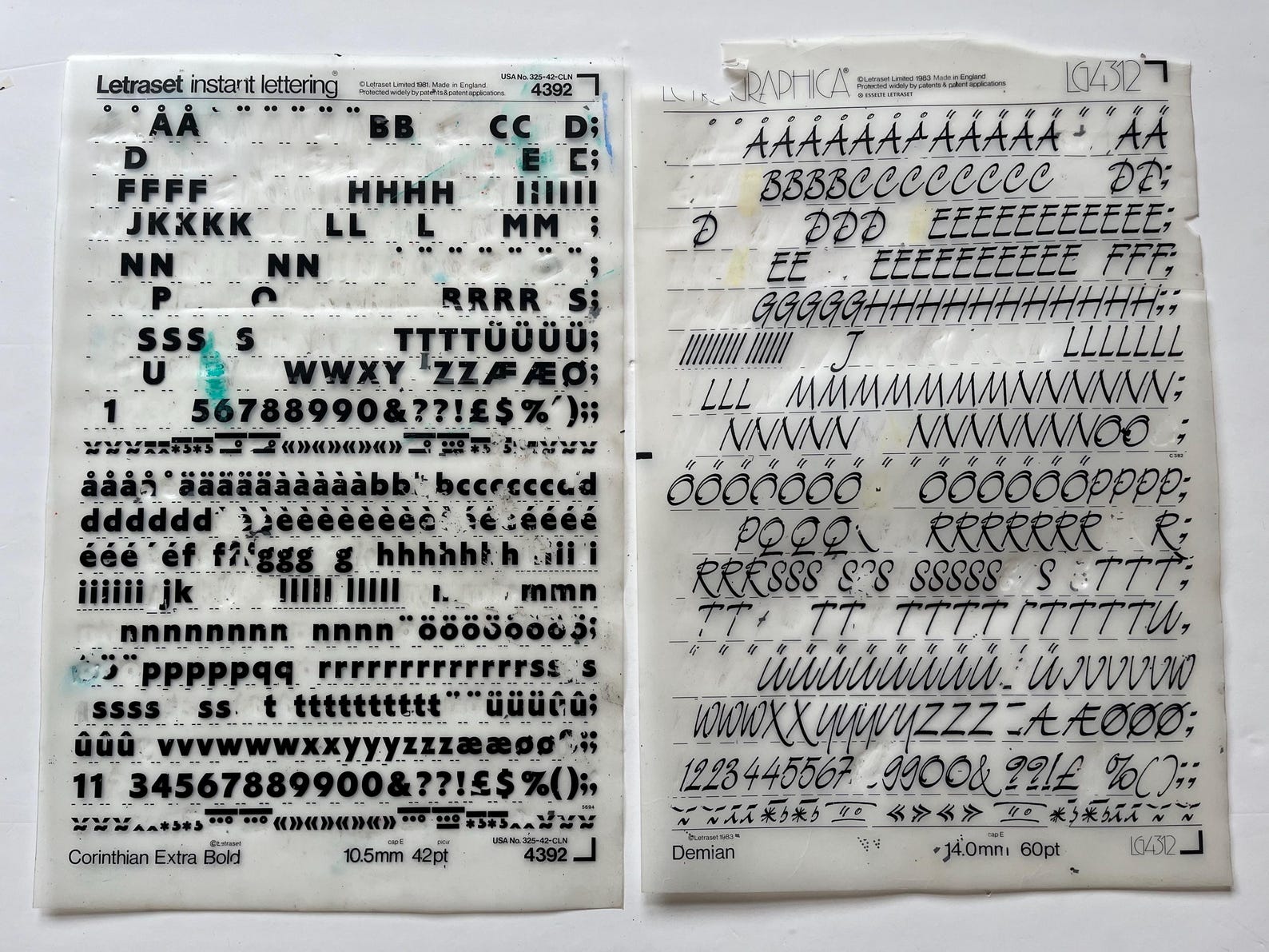 20 Letraset Dry Transfer Sheets, Vintage Used Letter and Number Rub on ...