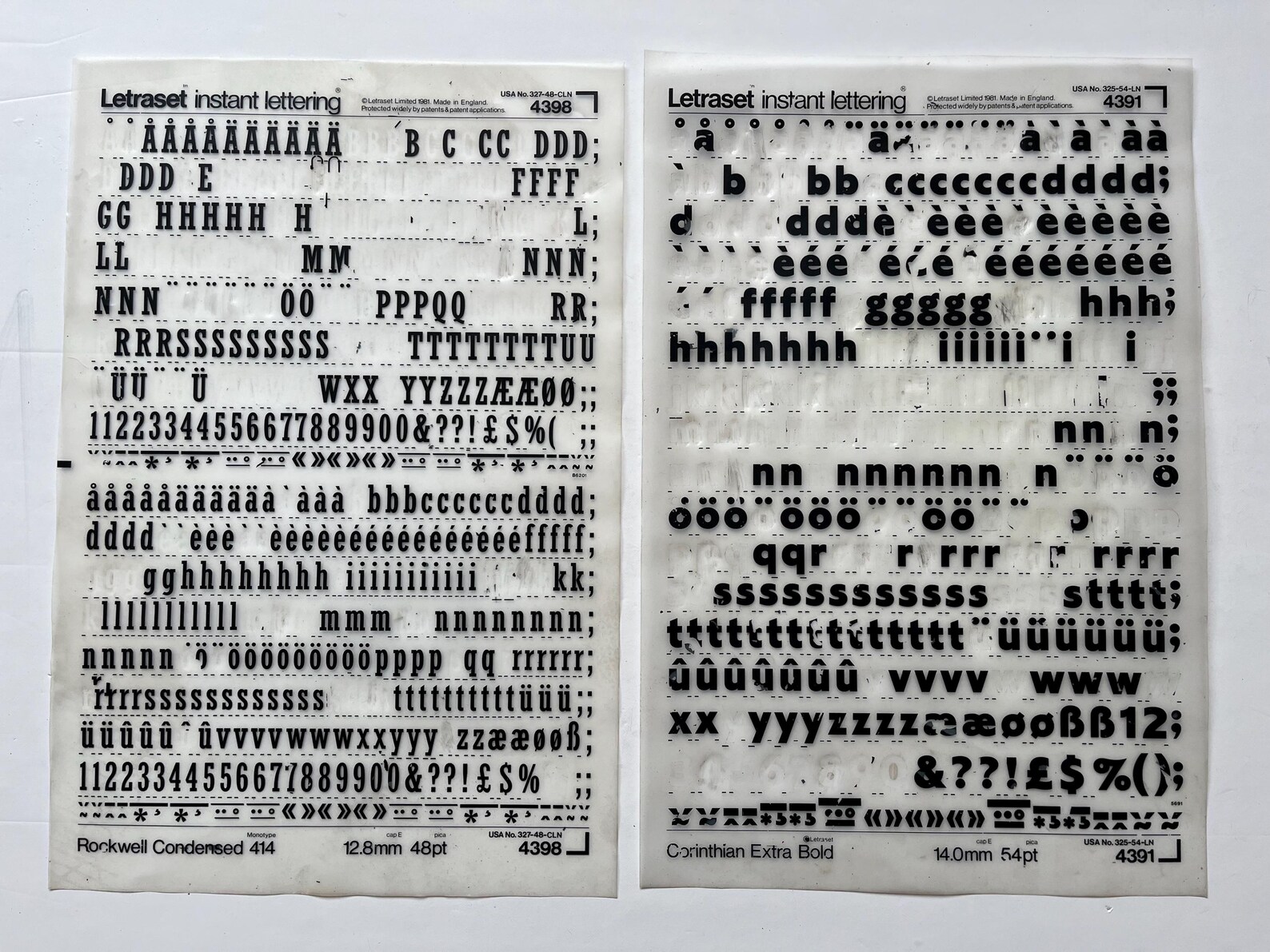 20 Letraset Dry Transfer Sheets, Vintage Used Letter and Number Rub on ...