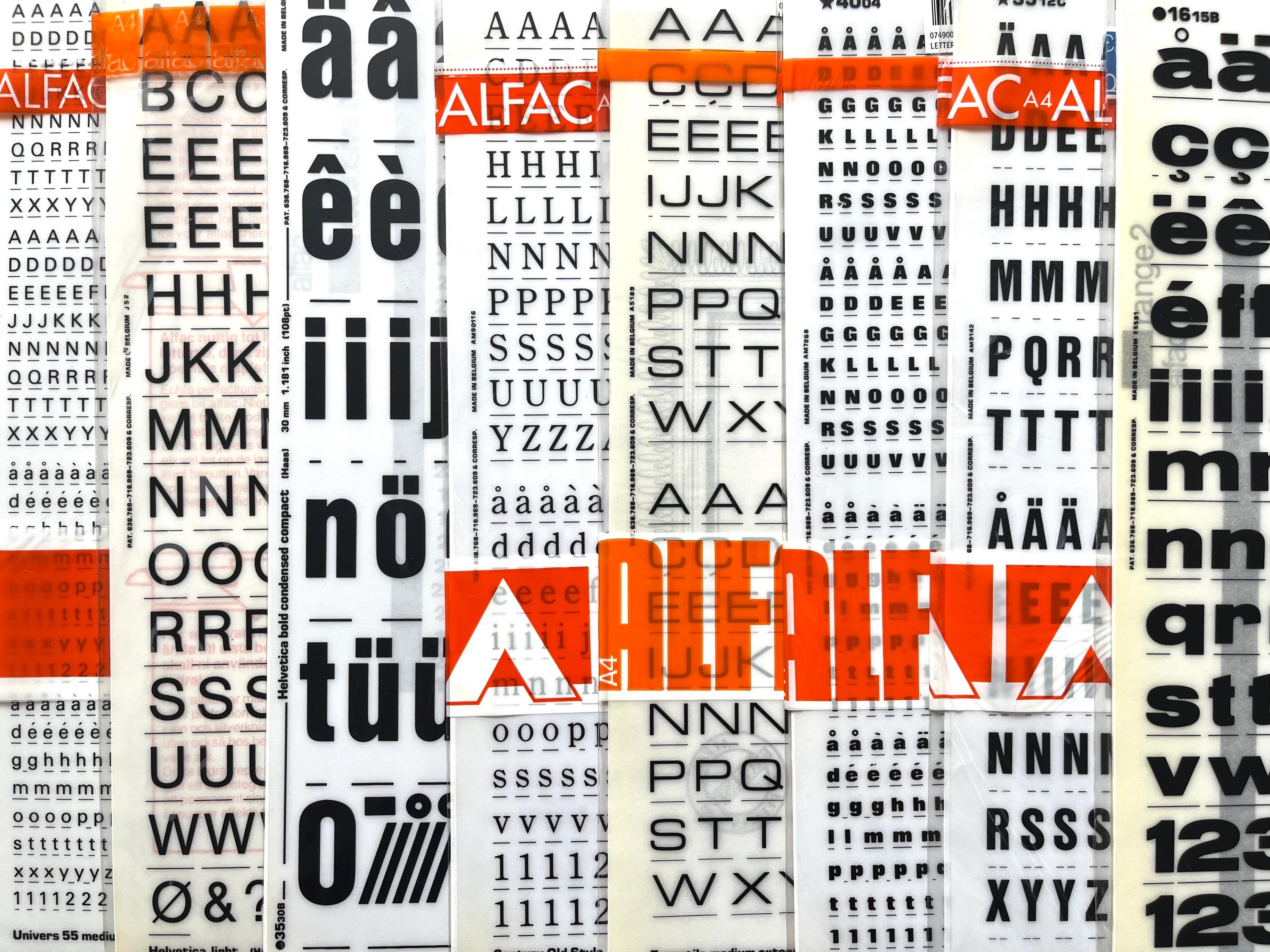 5 Large Dry Transfer Letter Sheets, Vintage Alfac Instant Lettering ...