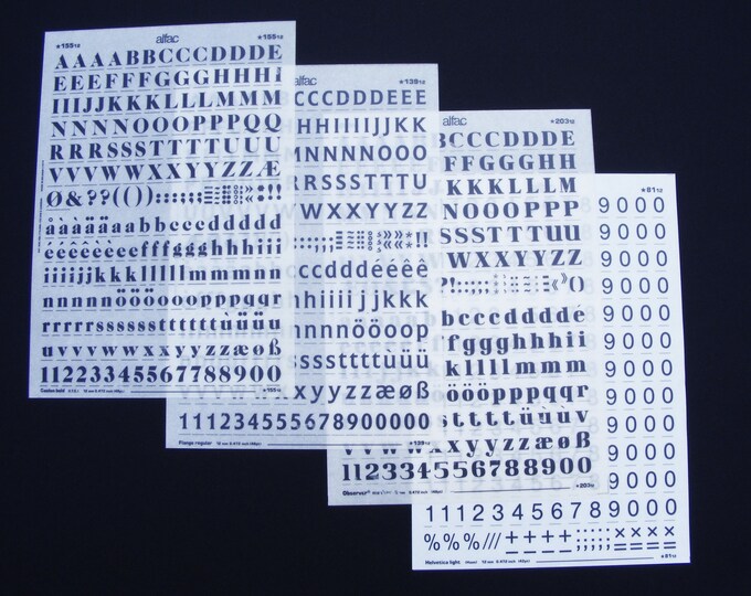 4 Dry Transfer Letter Sheets, Alfac Decadry Instant Lettering, Letter ...