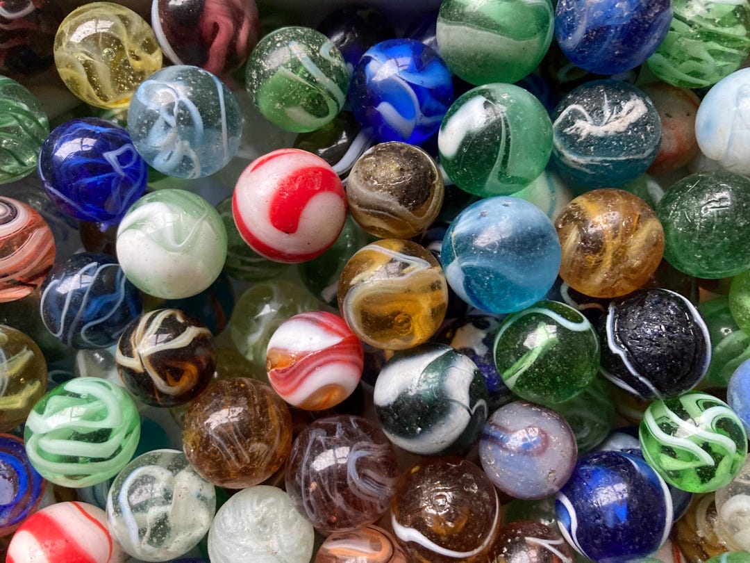 20 Vintage European Marbles, Old Dutch Wirepull Glass Marbles ...