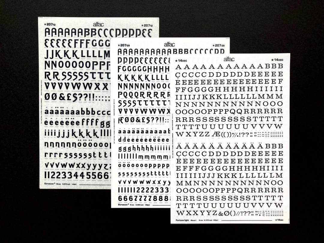 3 Alfac Dry Transfer Letter Sheets, Decadry Instant Lettering, Letter ...