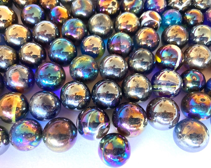 50 Vintage Iridescent Metallic Marbles, Including Milky Way Marbles ...