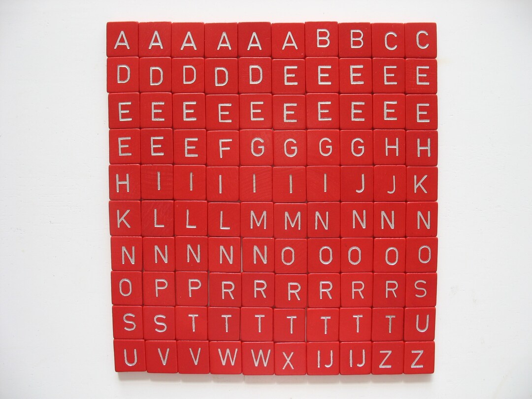 100 Vintage Red Scrabble Tiles, Wooden Bulk Letters, Letters From Dutch ...