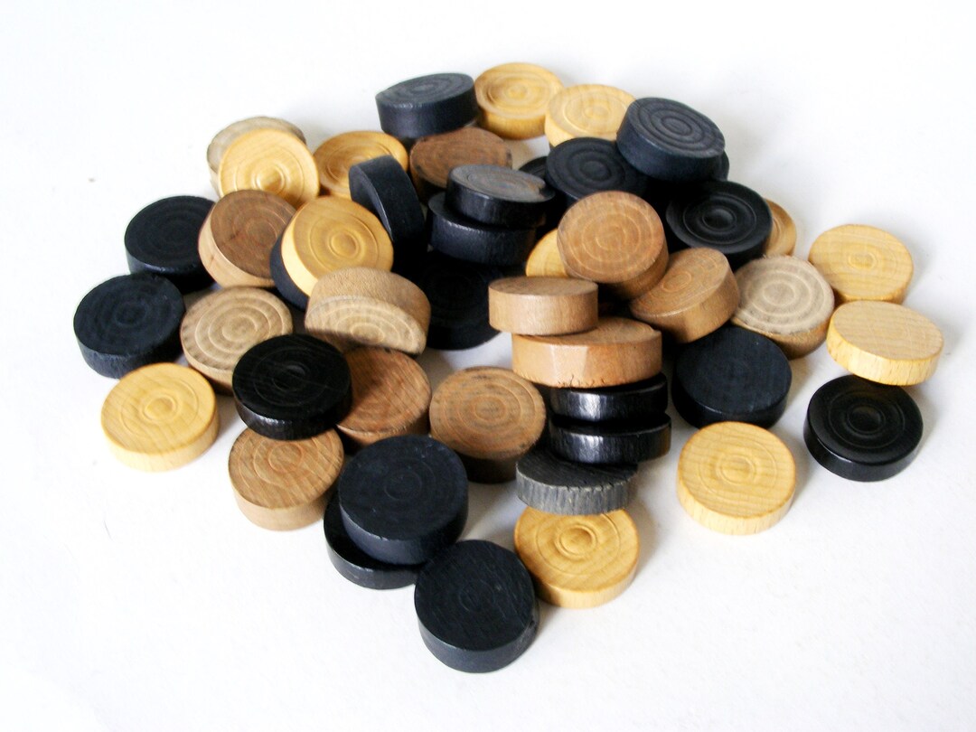 50 Vintage Wooden Discs Checker Game Pieces Checkers Black - Etsy