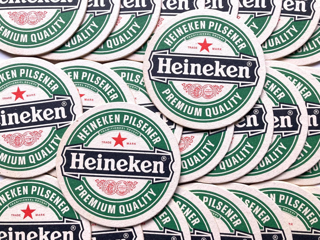 25 Vintage Heineken Beer Coasters, Dutch Bar Coasters From 1990s ...