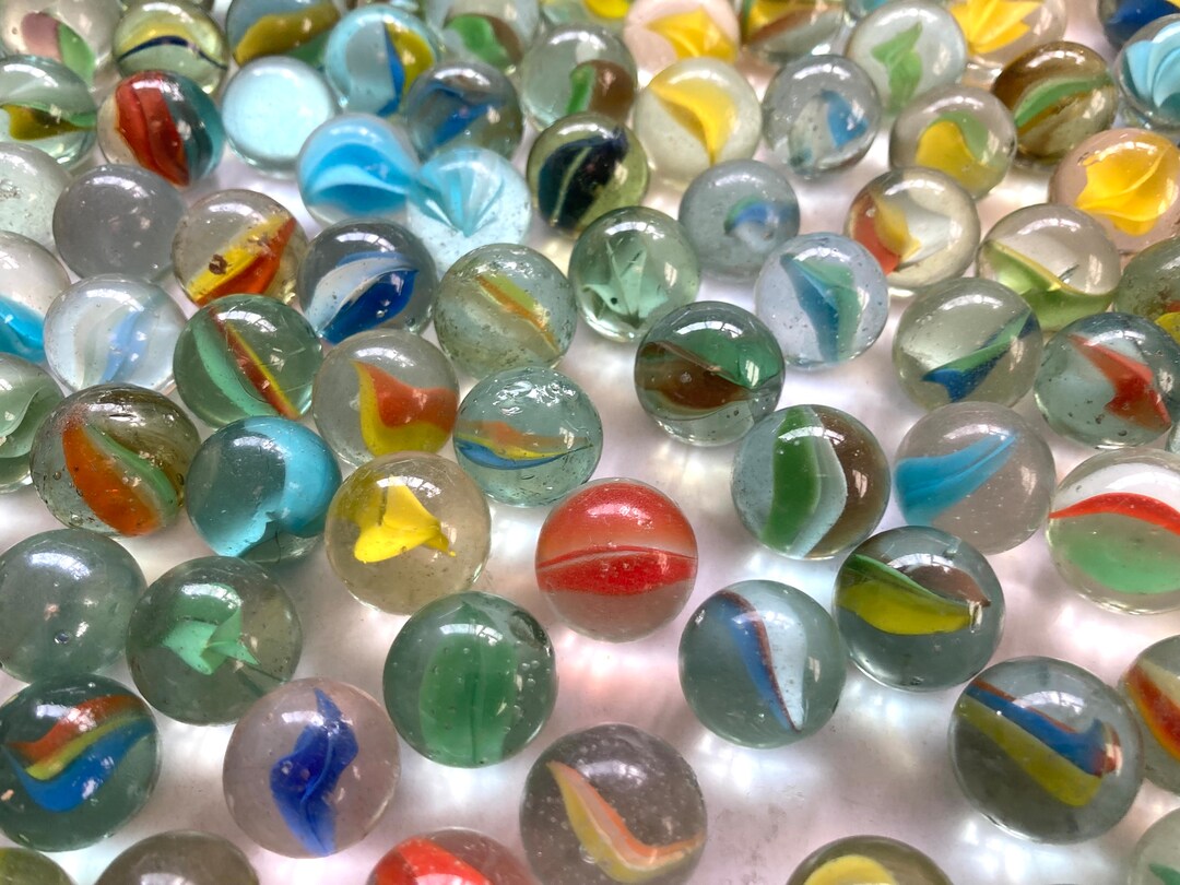 Vintage Cat Eye Marbles, 50 or 100 Glass Marbles, Bulk Cat's Eyes, Lot ...