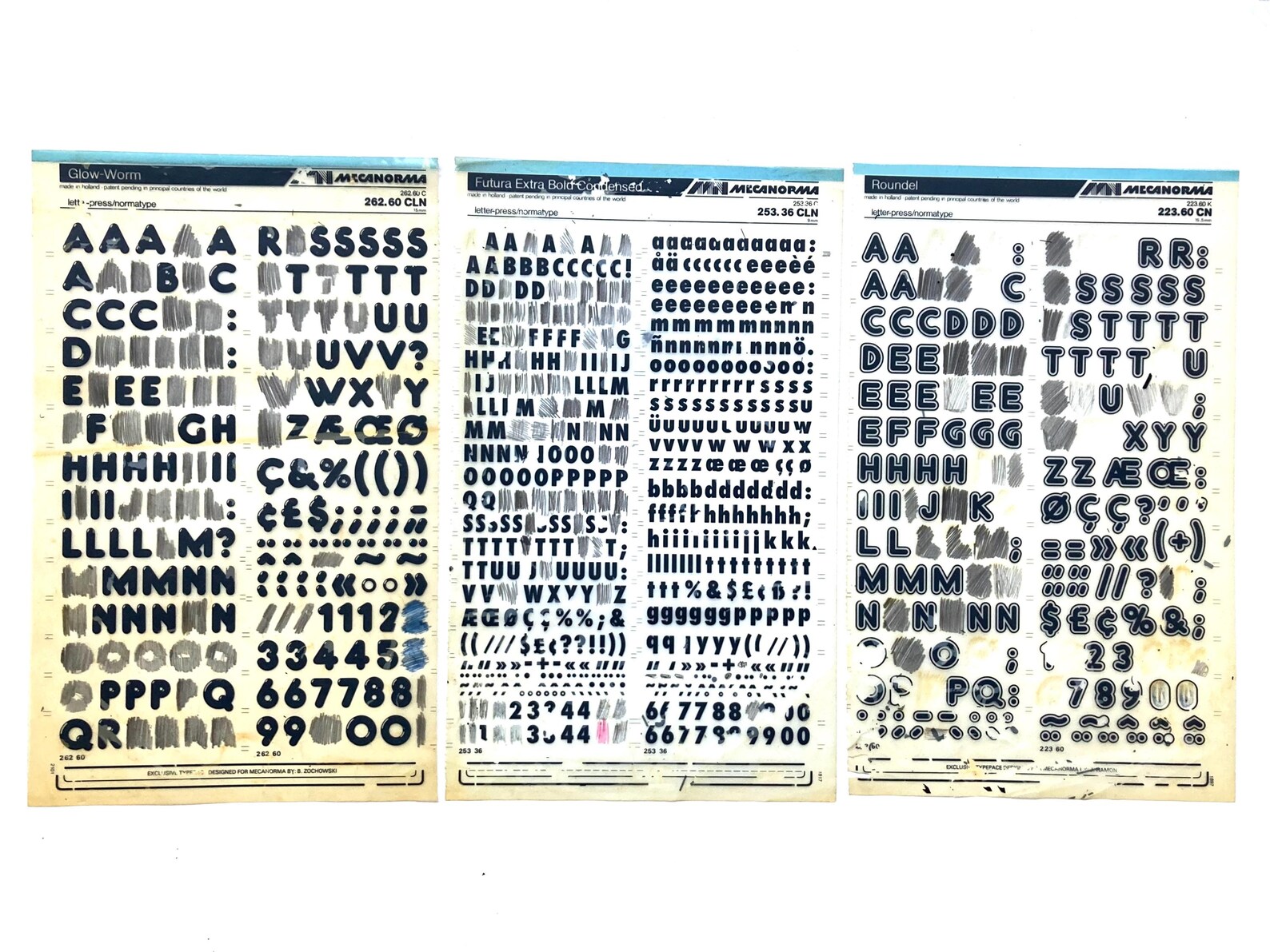 25 Dry Transfer Sheets, Mecanorma Letter and Number Rub On, Letratone ...