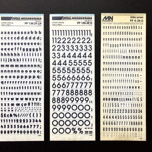 10 Rub on Letter Sheets, Dry Transfer Lettering, Mecanorma Decal Sheets ...