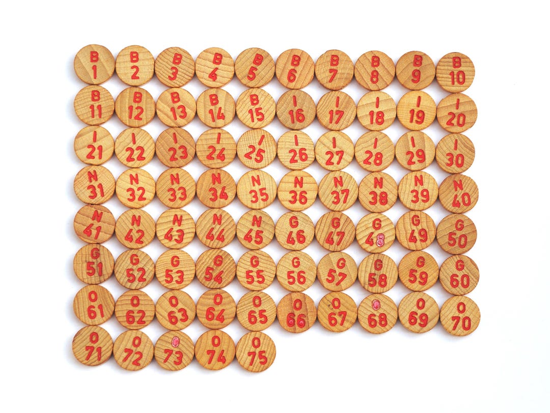 75 Bingo Numbers, Wooden Lotto Numbers, Vintage Bingo Discs - Etsy