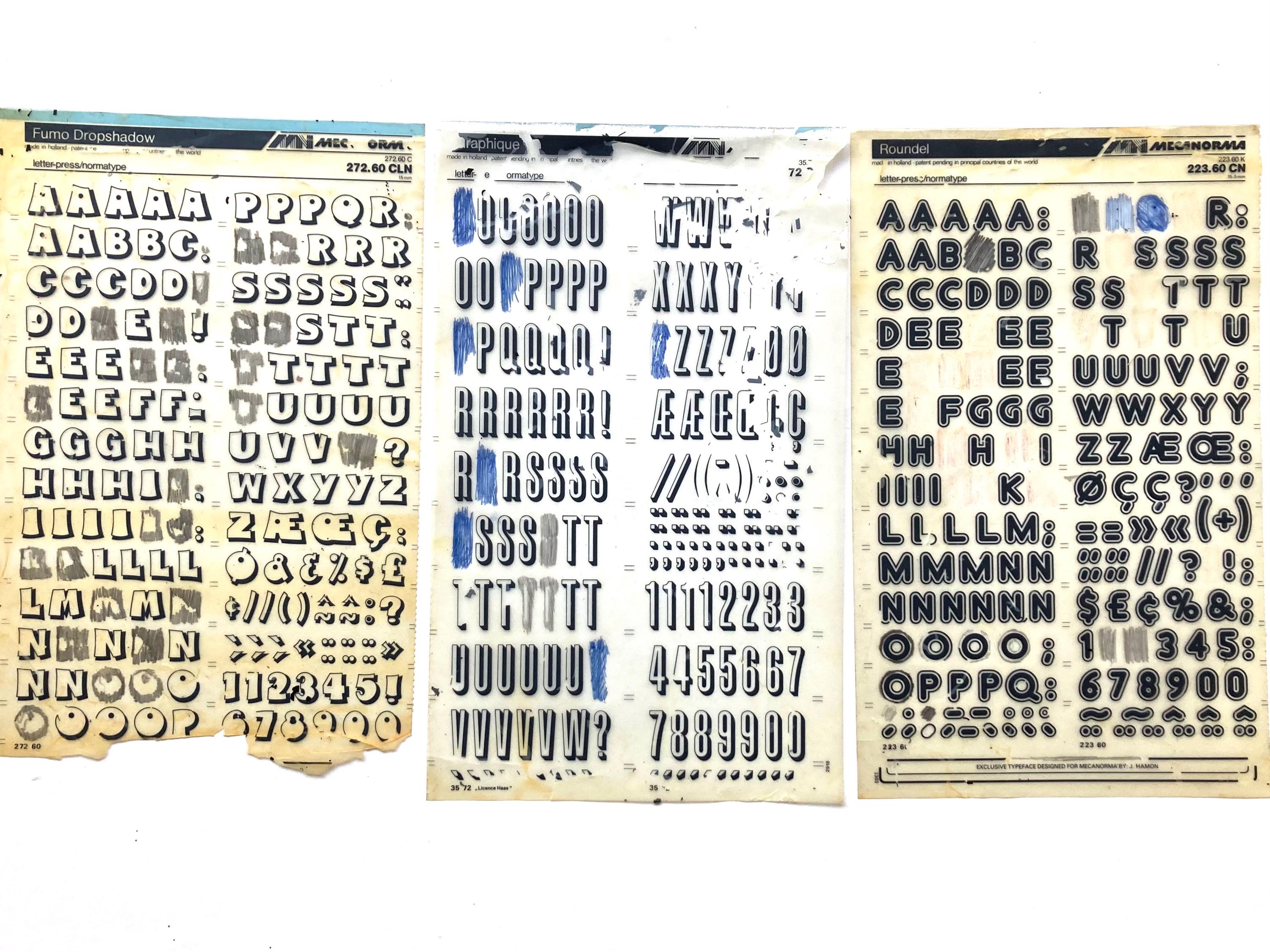 25 Dry Transfer Sheets, Mecanorma Letter and Number Rub On, Letratone ...