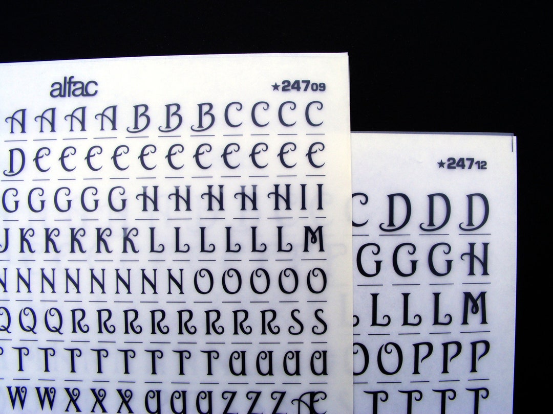 4 Dry Transfer Sheets, Letraset Rub on Letters, Mecanorma Alfac Decadry ...