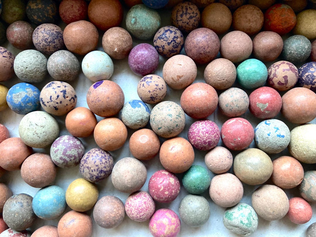 50 Small Vintage Clay Marbles, Antique Marbles, Natural Colored ...