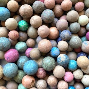 50 Vintage Clay Marbles, Small and Regular Sized Antique Earthware ...