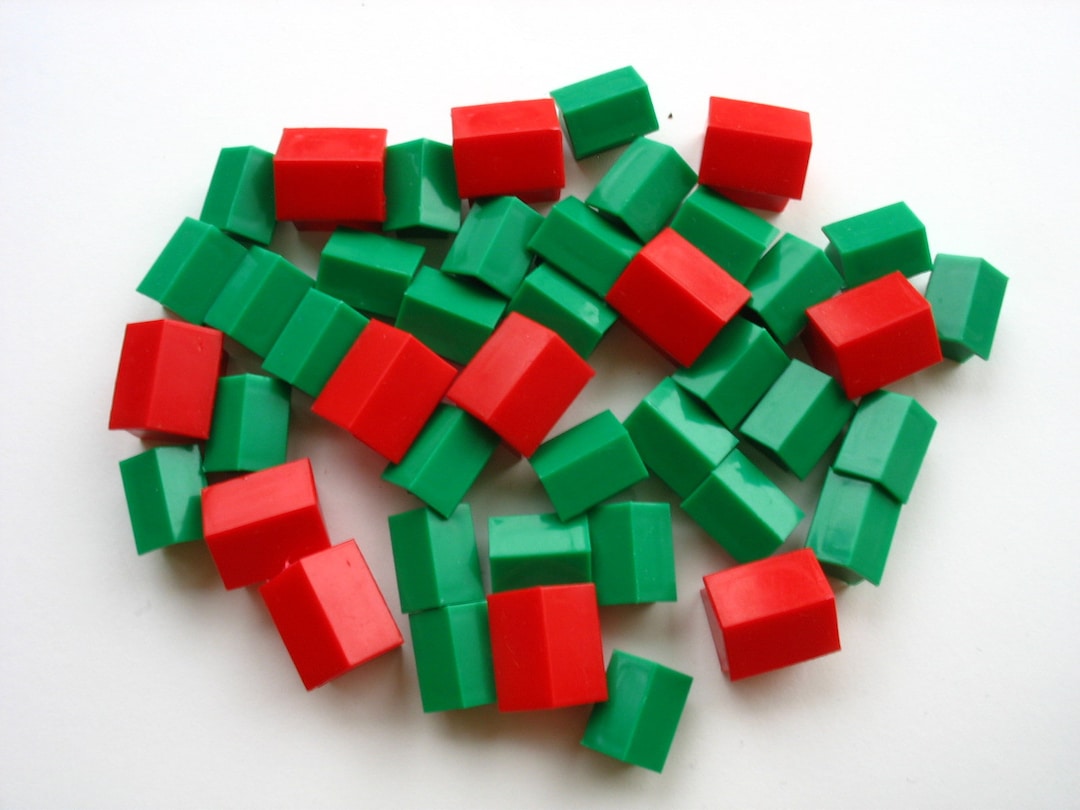42 Vintage Monopoly Plastic Game Pieces, Hotels and Houses, Game Tokens ...