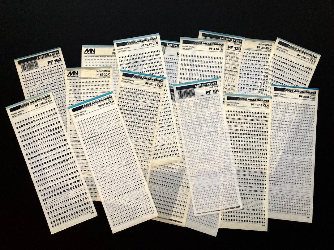 5 Rub on Letter Sheets, Small and Tiny Letters, Dry Transfer Lettering ...