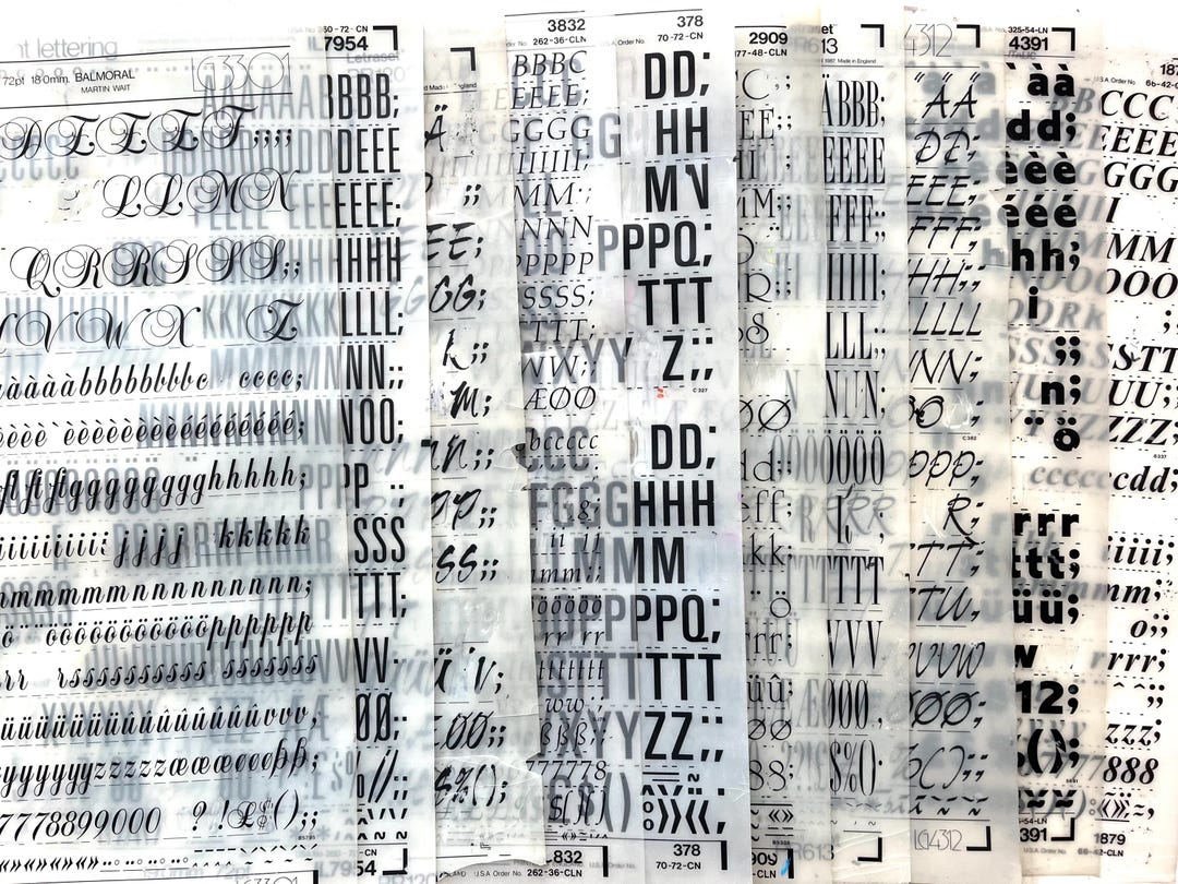 20 Letraset Dry Transfer Sheets, Vintage Used Letter and Number Rub on ...