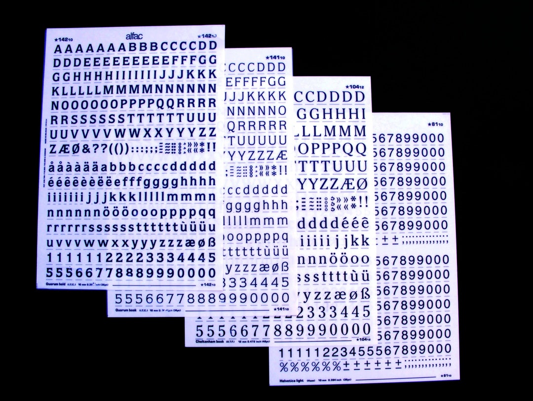4 Alfac Lettering Sheets, Vintage Dry Transfer Letters, Instant ...