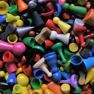50 Vintage Pawns, Pawn Mix, Wooden and Plastic Board Game Pieces, Game ...