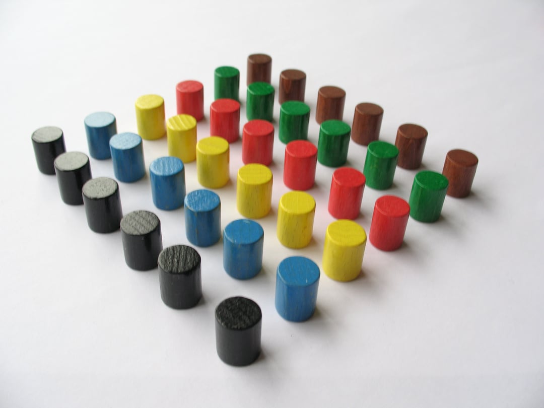 36 Vintage Wooden Cylinder Game Pieces, Round Wooden Tokens, Pawns ...