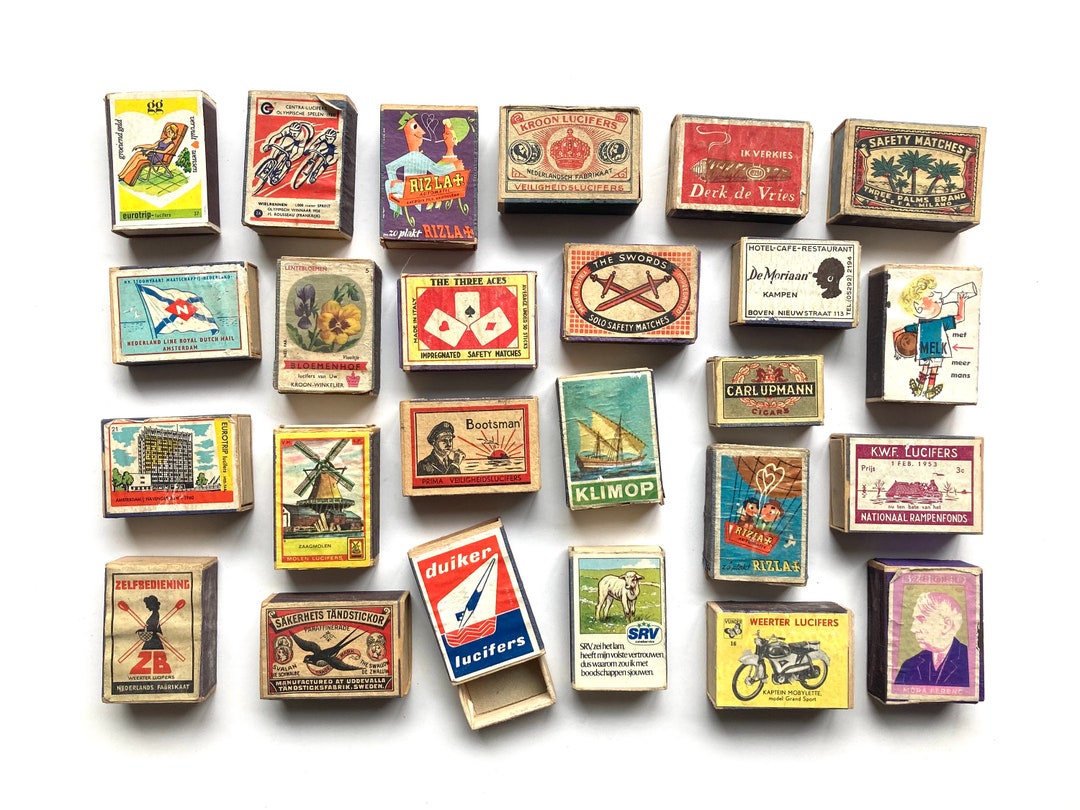 25 Empty Vintage Matchboxes, Vintage Matches, Matches in Box ...