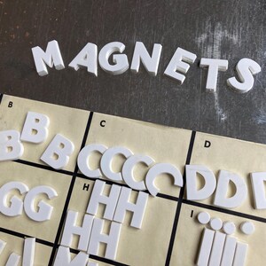 Vintage Letter Magnets, White Plastic Magnetic 3D Letters on Board ...