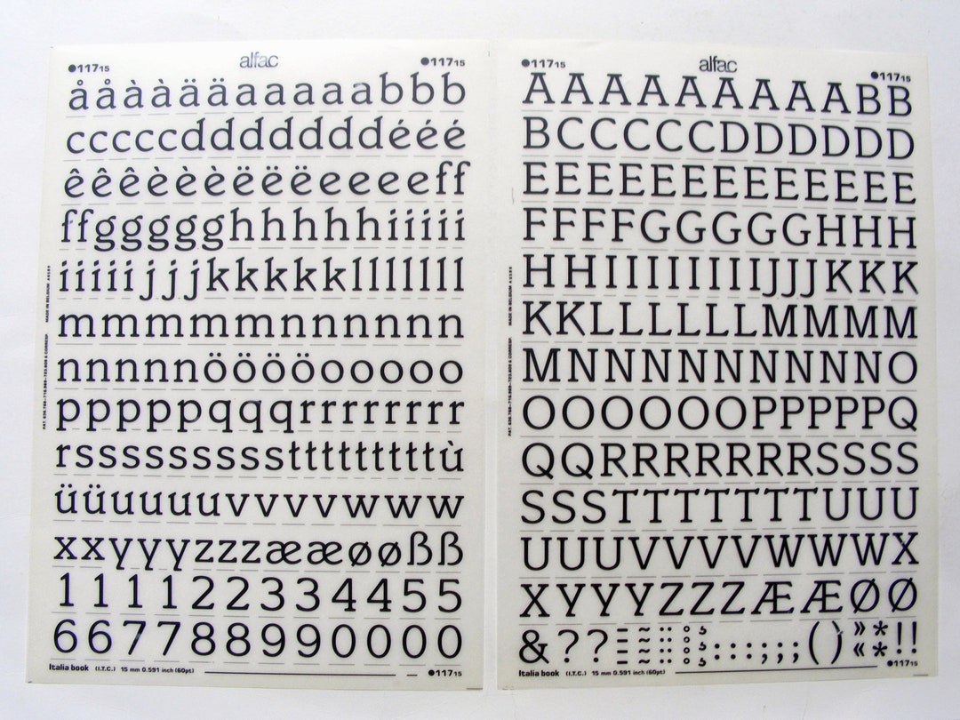 2 Large Vintage Letraset Instant Lettering Sheets, Rub on Transfers ...