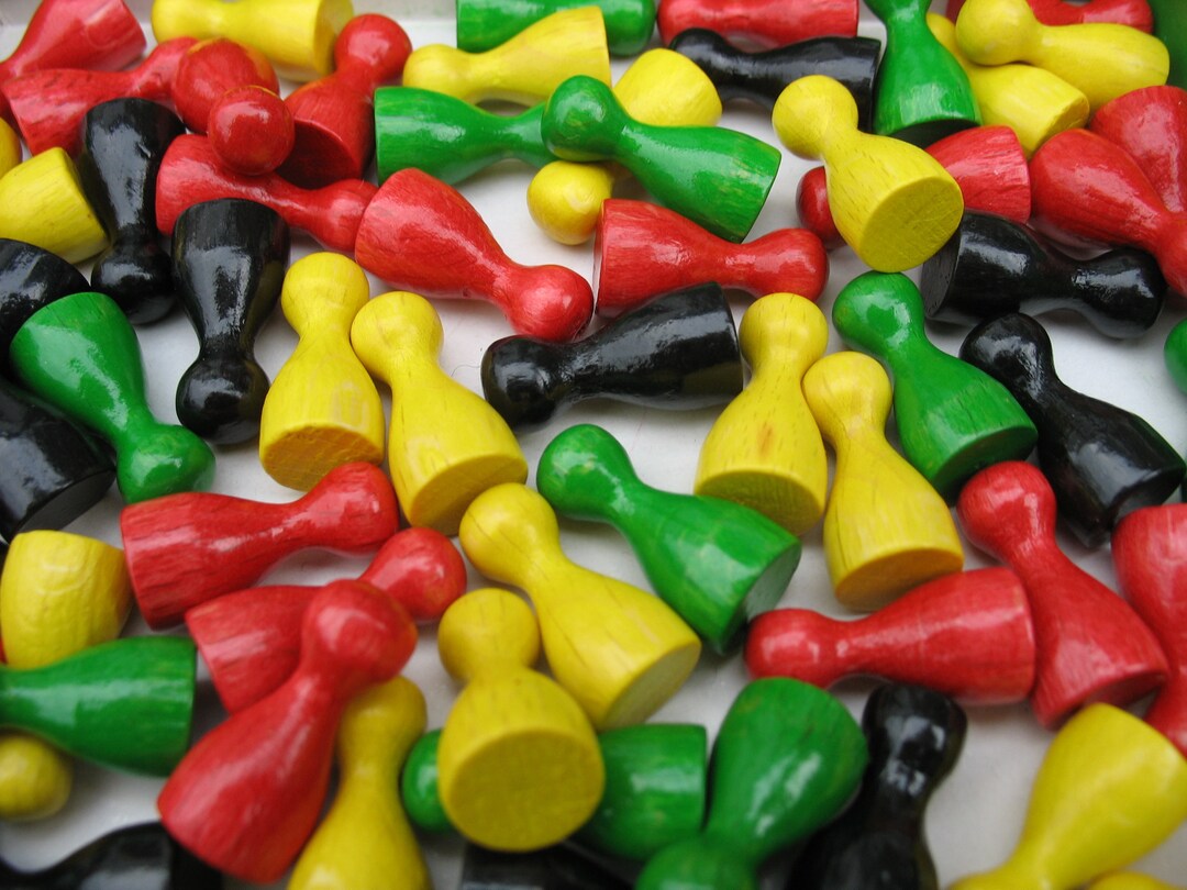 50 Vintage Pawns in 4 Colors Wooden Board Game Pieces Wooden - Etsy